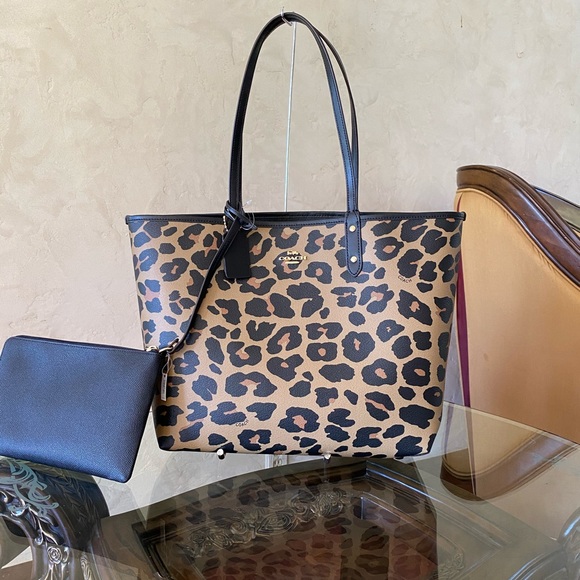 Coach | Bags | Nwt Coach Leopard Reversible Totewristletwallet | Poshmark